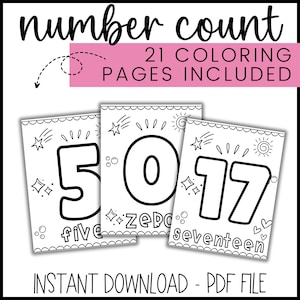 Coloring Pages Kit - Number Count | 21 Printable Numbers Coloring Pages ...