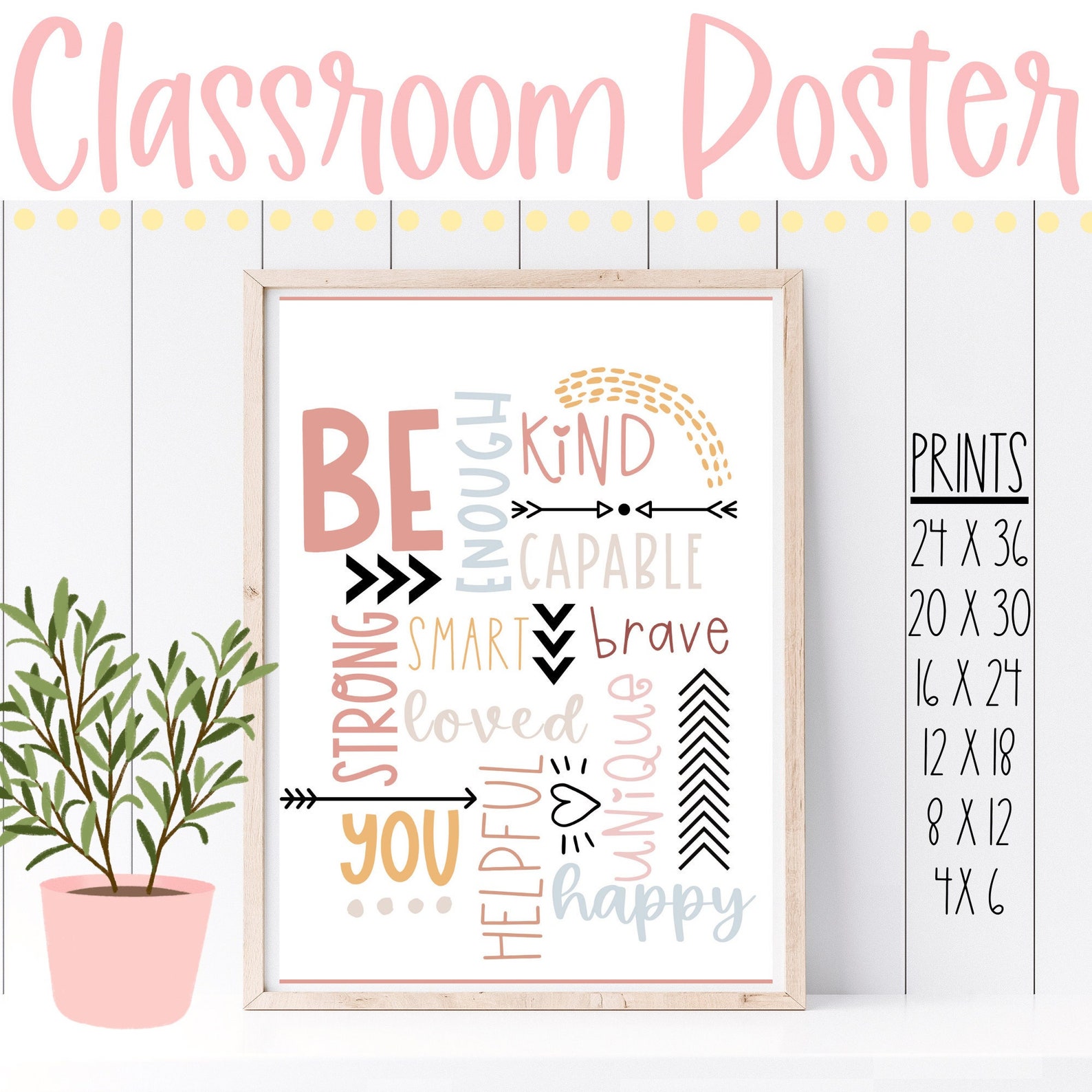 Classroom Poster Be Word Cloud Motivational Poster Class - Etsy