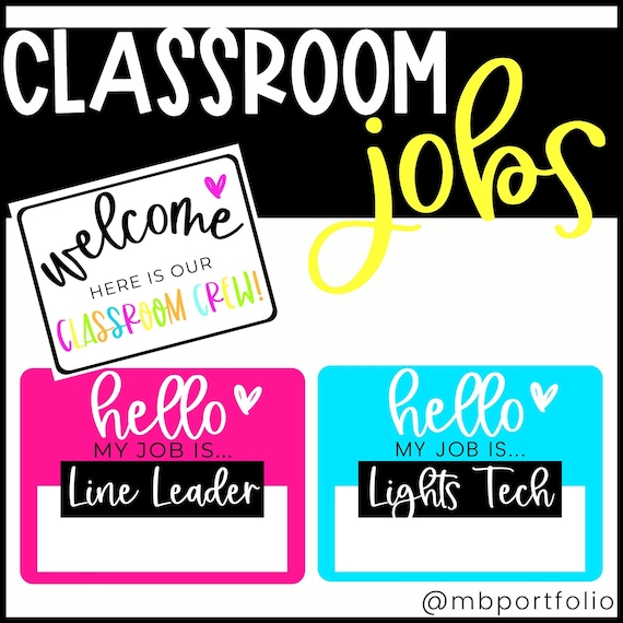 CLASSROOM MANAGEMENT Classroom Student Jobs Neons Theme - Etsy