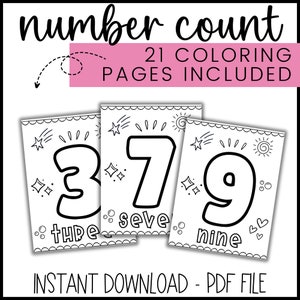 Coloring Pages Kit - Number Count | 21 Printable Numbers Coloring Pages ...