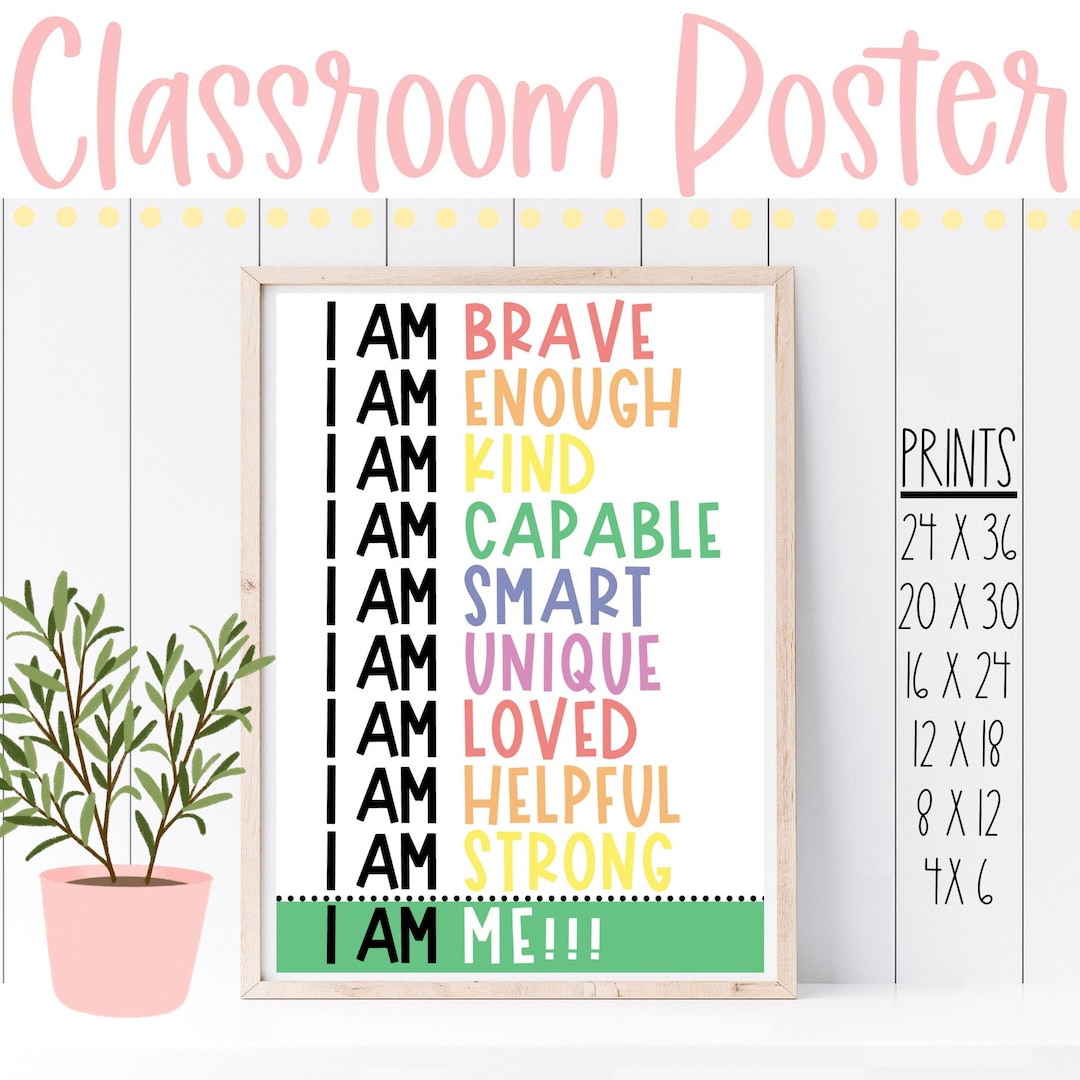 Classroom Poster | I Am | Positive Affirmations | Class Décor ...