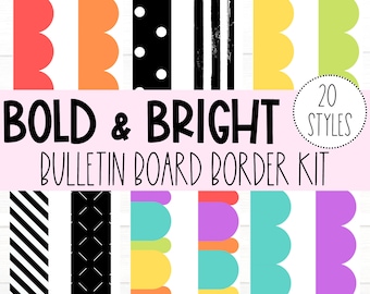 BULLETIN BOARD BORDERS Bold & Bright Collection Classroom - Etsy