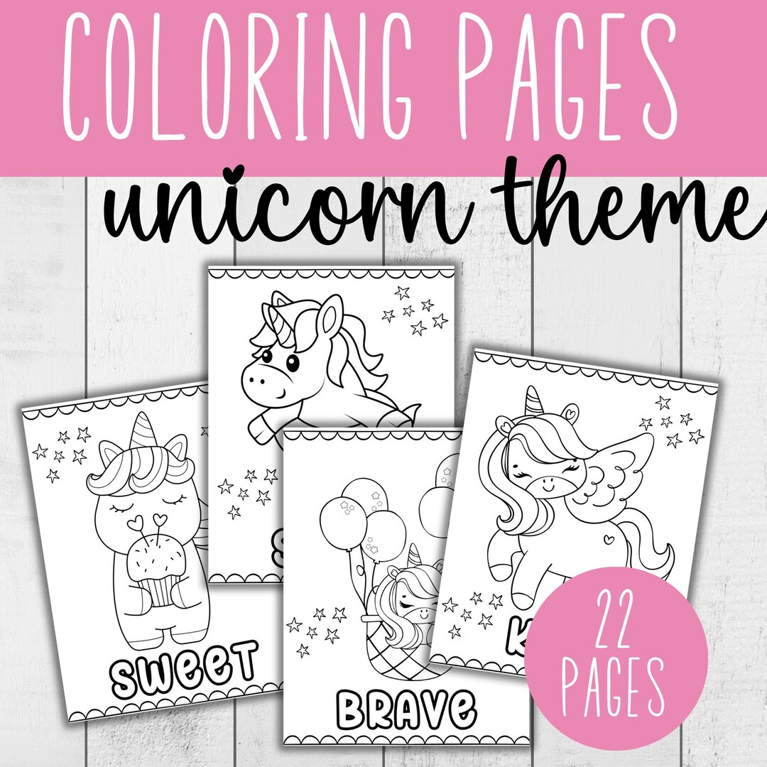 Coloring Pages Kit - Unicorn Themed | 22 Printable Unicorn Coloring ...