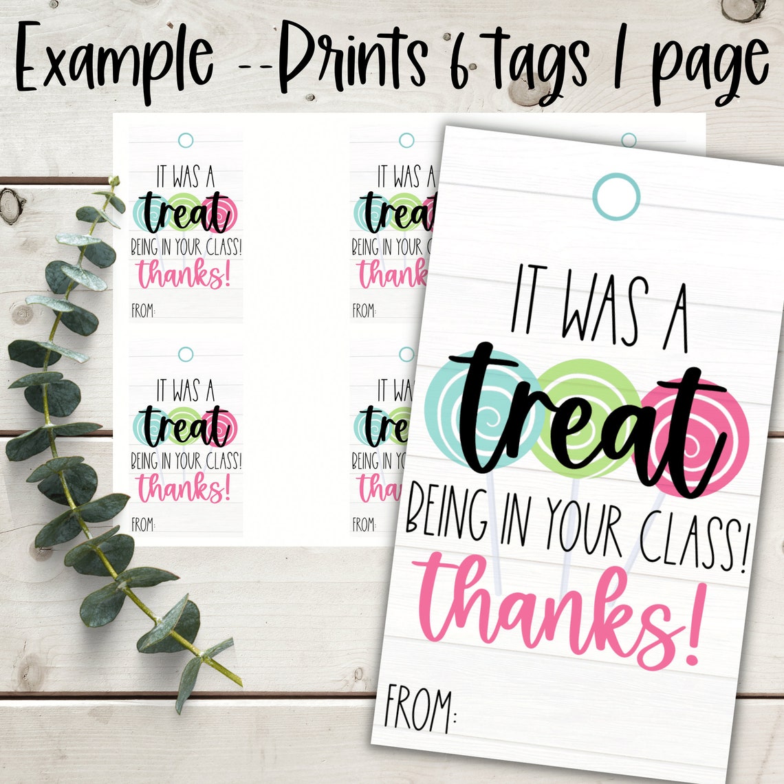 TEACHER GIFT TAGS It Was a Treat Being in Your Class - Etsy