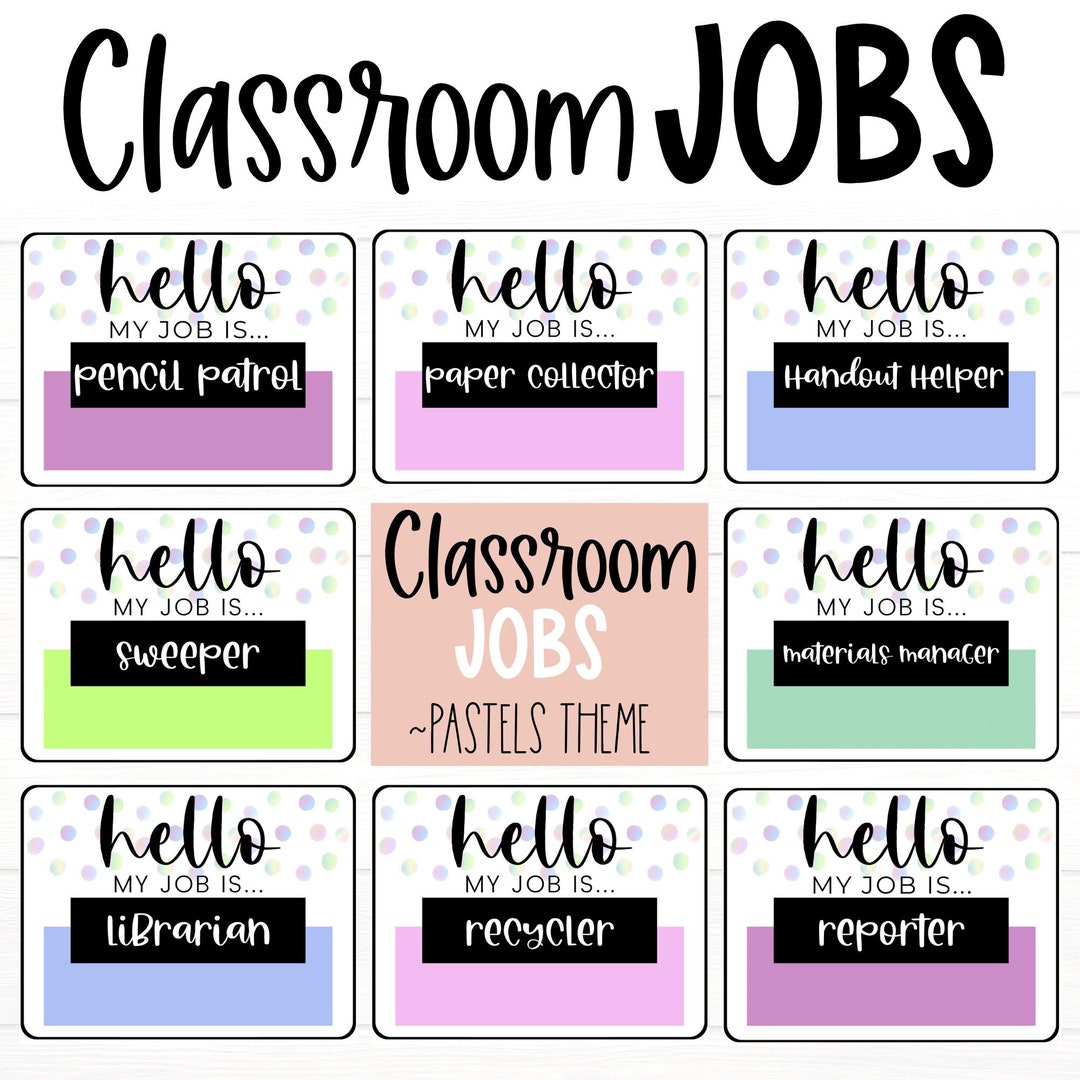 CLASSROOM MANAGEMENT Classroom Student Jobs Pastels Theme - Etsy