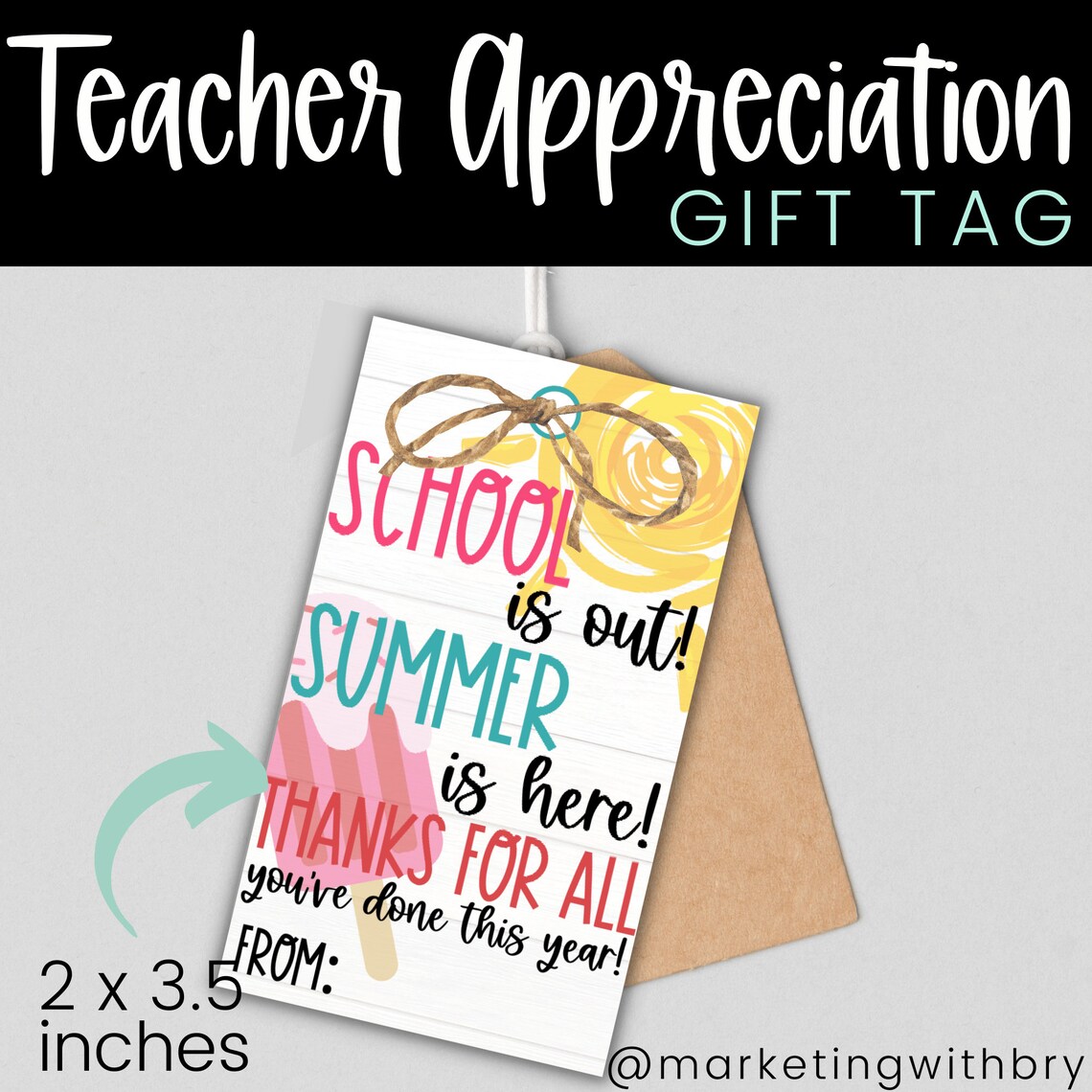 TEACHER GIFT TAGS School's Out Summer is Here Thank - Etsy