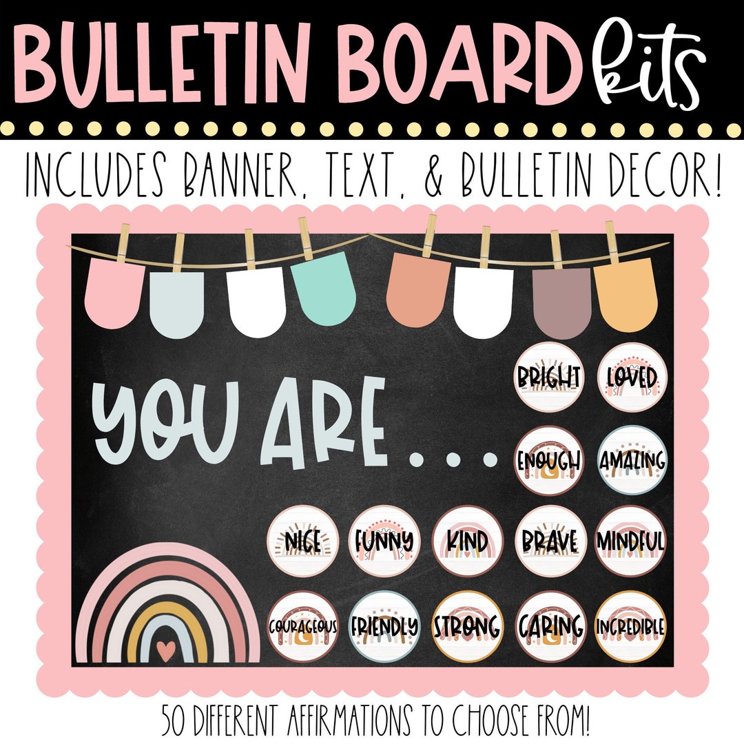 BULLETIN BOARD KIT- Affirmation Station | Boho Rainbow Bulletin Board ...