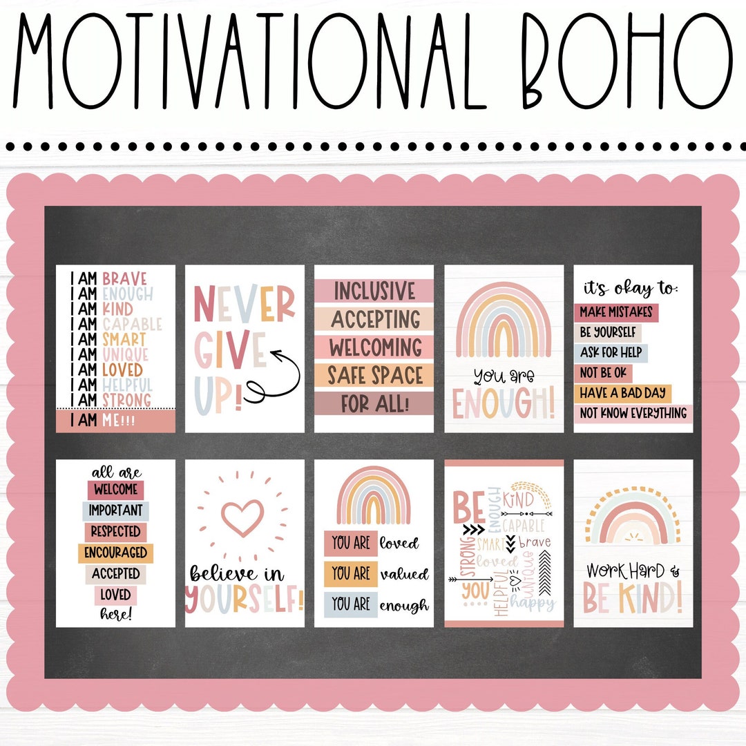 BULLETIN BOARD KITS - Motivational Boho Posters | Classroom Décor ...