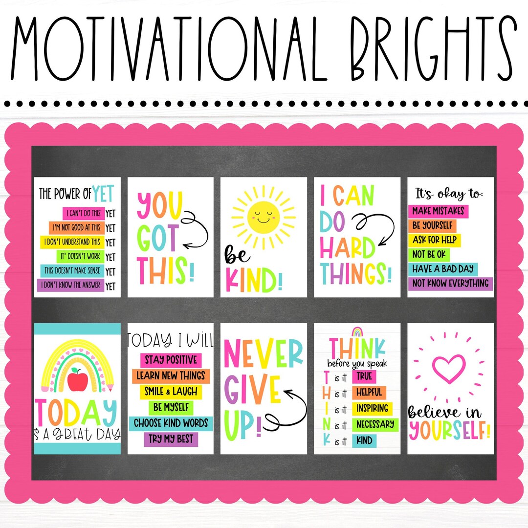 Motivational Classroom Posters: Bright Social Emotional Learning Decor ...