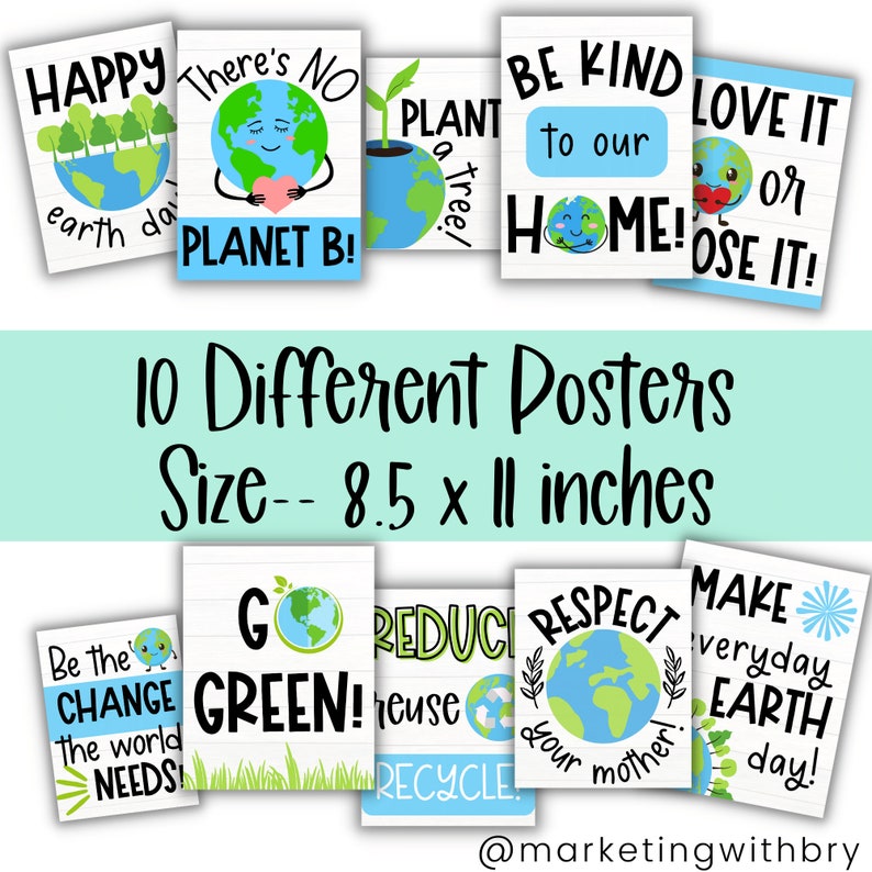 BULLETIN BOARD KITS Cute Earth Day Posters Classroom Décor | Etsy