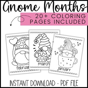 Coloring Pages Kit - Gnome Months of the Year | Printable Months ...