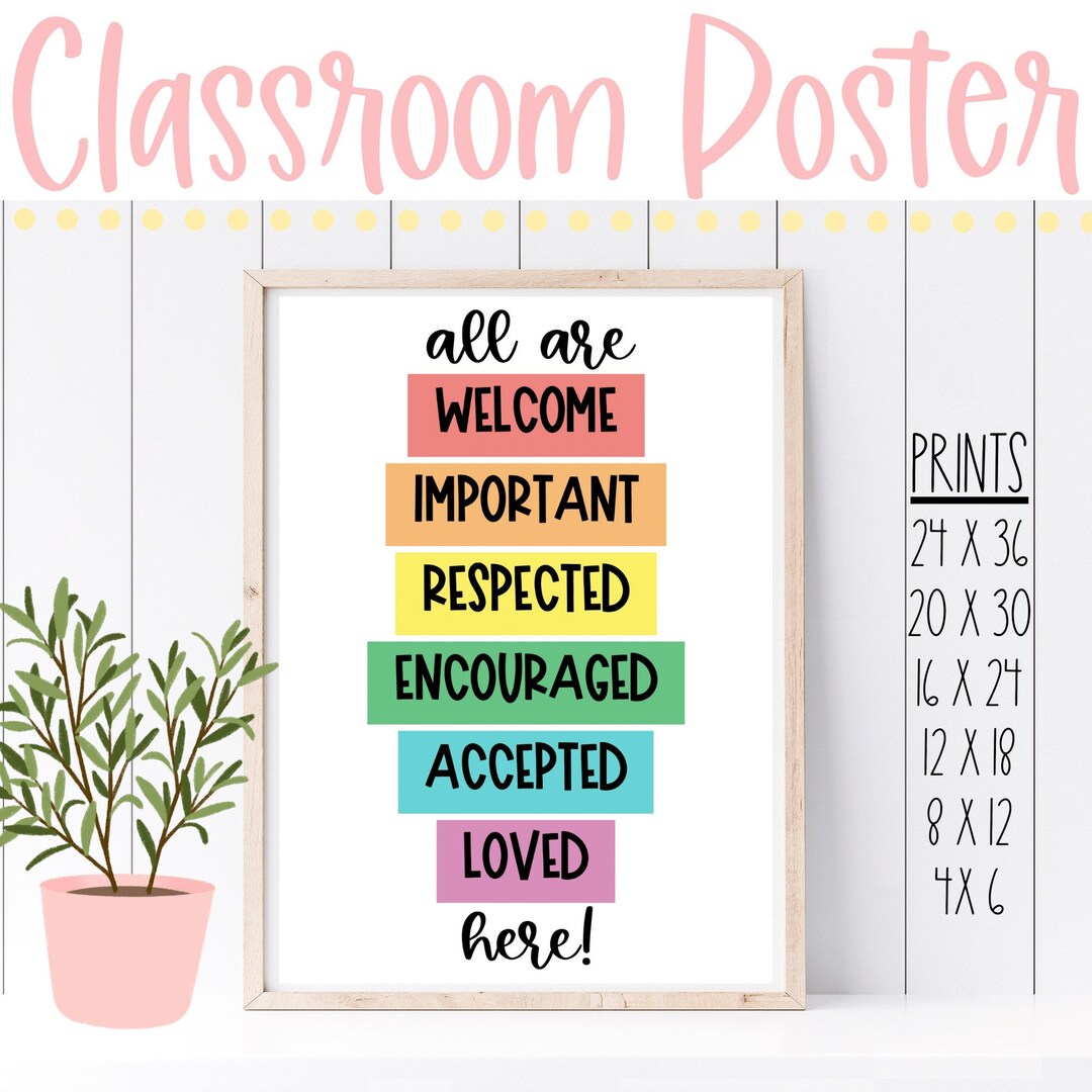 Classroom Poster | All Are Welcome | Positive Affirmations | Class ...