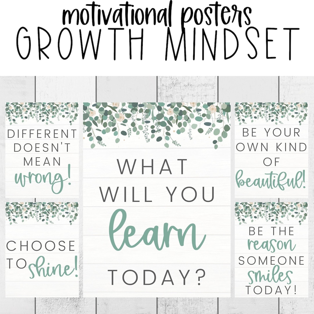 CLASSROOM DECOR Growth Mindset Motivational Posters FARMHOUSE Theme ...
