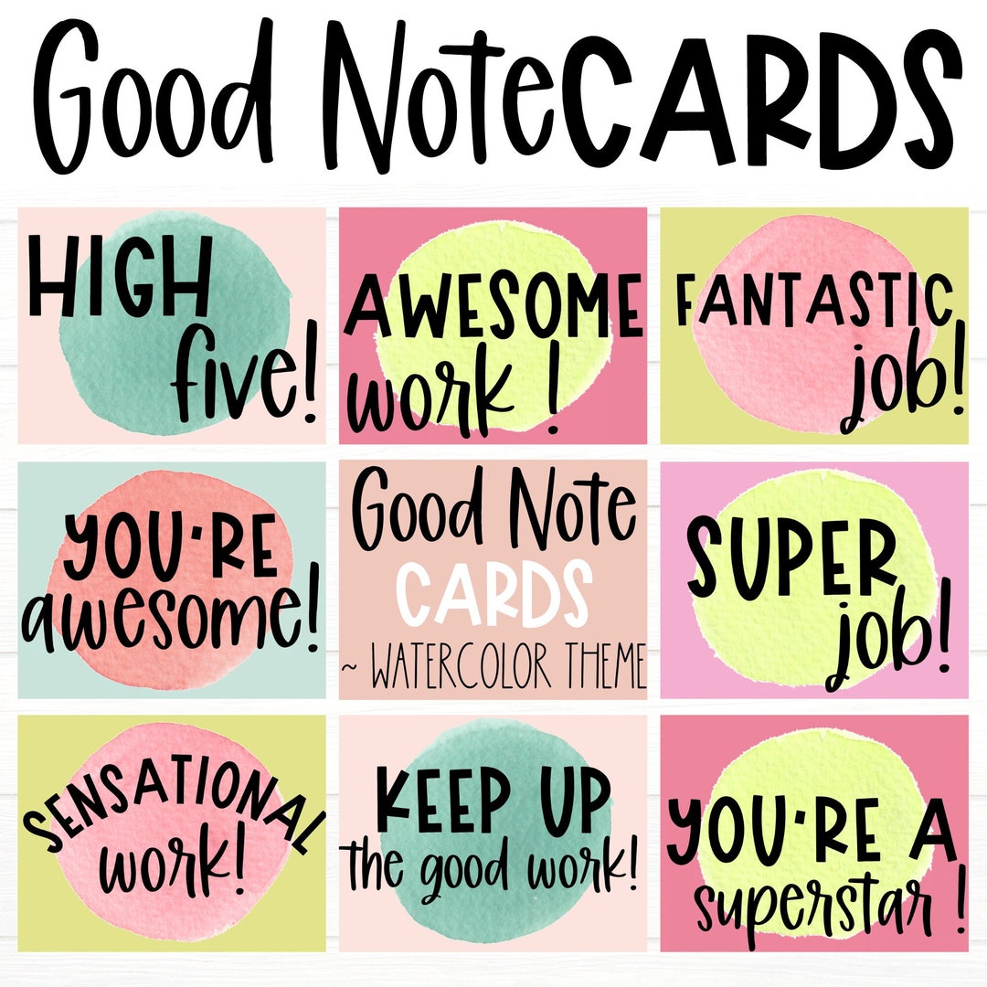 CLASSROOM MANAGEMENT | Student Appreciation Cards | Good Work Notes ...