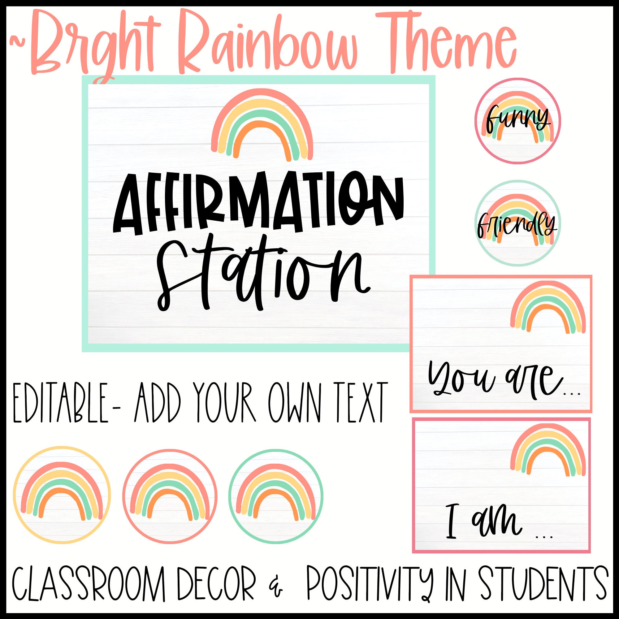 Affirmation Station | Bright Rainbow THEME | Positive Student ...