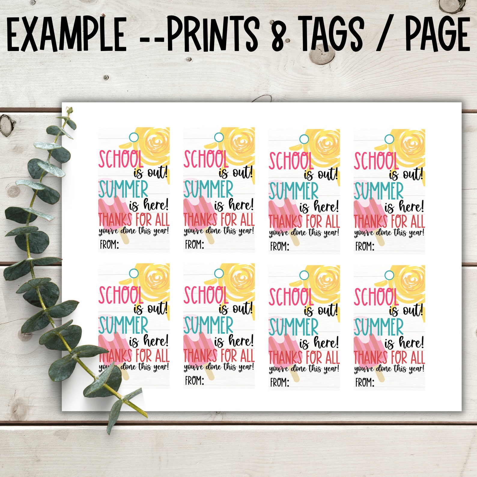 TEACHER GIFT TAGS - School's Out, Summer is Here, Thank You | Teacher ...
