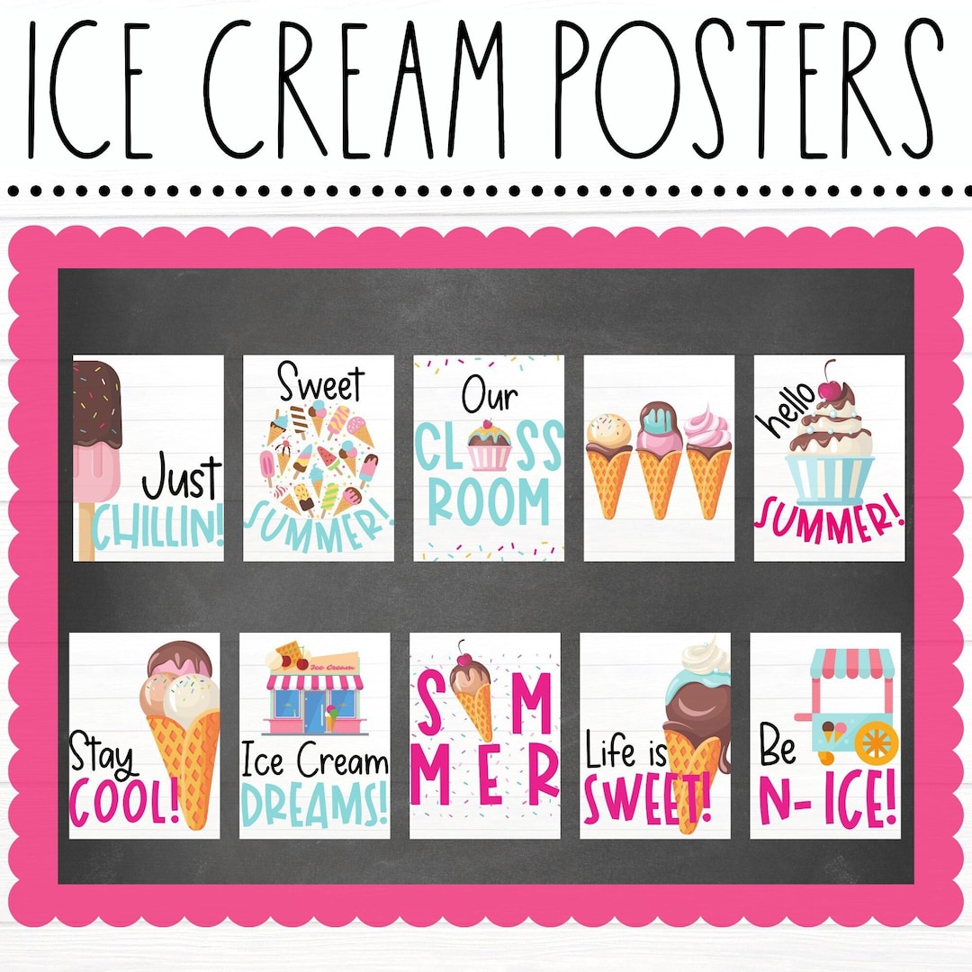 BULLETIN BOARD KITS - Ice Cream Summer Posters | Classroom Décor | Ice ...