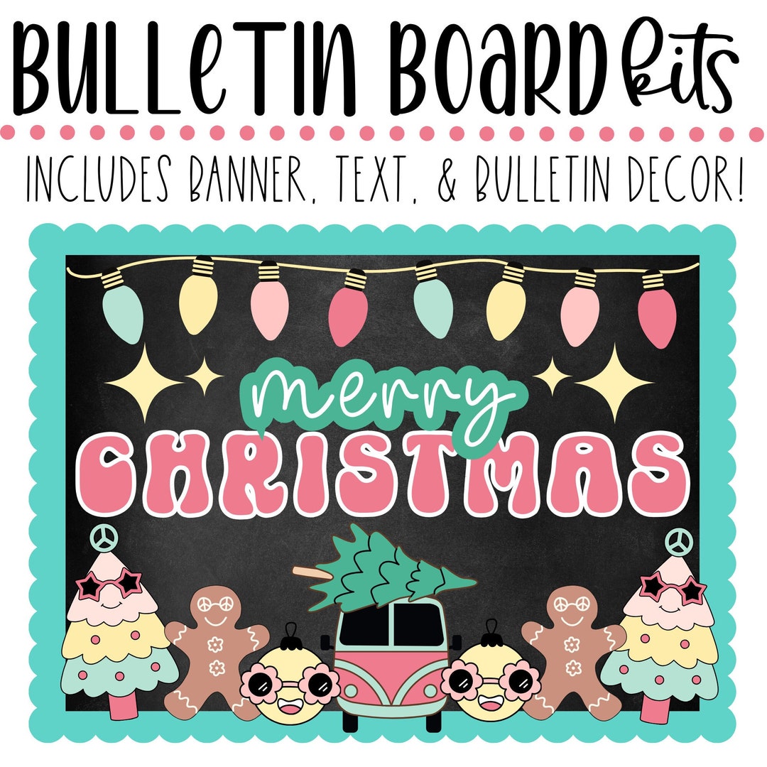 BULLETIN BOARD KIT- Retro Merry Christmas | Christmas Holiday ...