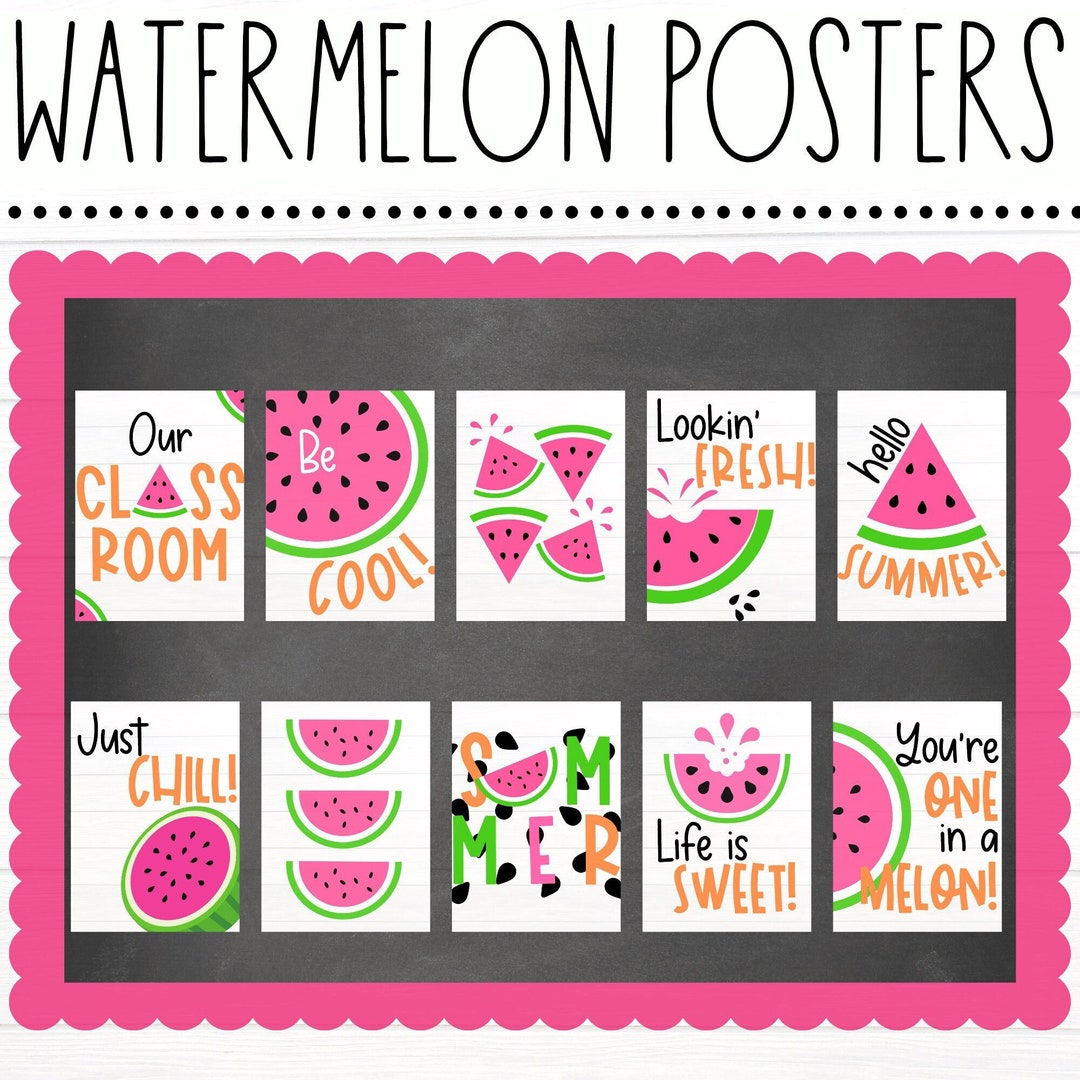 BULLETIN BOARD KITS Summer Watermelon Posters Classroom Décor ...
