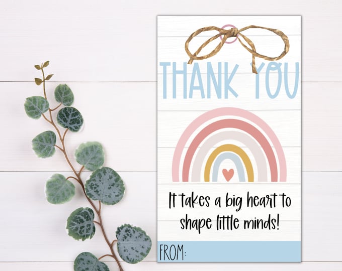 Teacher Appreciation Gift Tags, Instant Download, It Takes A Big Heart ...