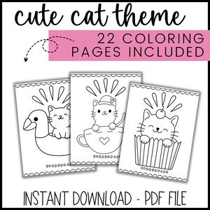 Coloring Pages Kit - Cute Cats | 22 Printable Cat Coloring Pages for ...