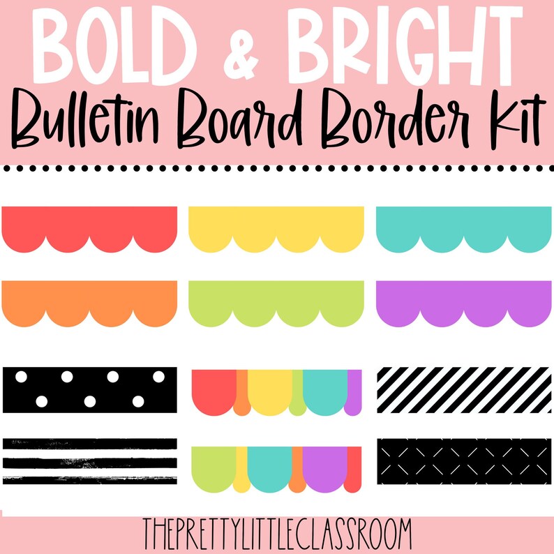 BULLETIN BOARD BORDERS Bold & Bright Collection Classroom - Etsy