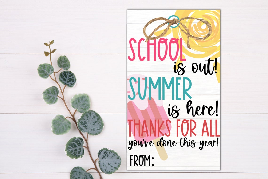 TEACHER GIFT TAGS School's Out Summer is Here Thank - Etsy