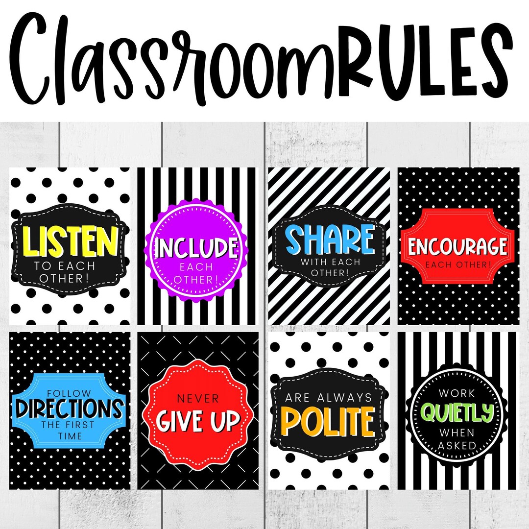 CLASSROOM DECOR Classroom Rules & Expectations Bold and Bright Theme ...