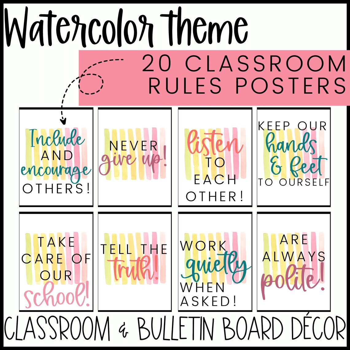CLASSROOM DECOR Classroom Rules & Expectations WATERCOLOR - Etsy