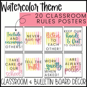 CLASSROOM DECOR - Classroom Rules & Expectations | WATERCOLOR Theme ...