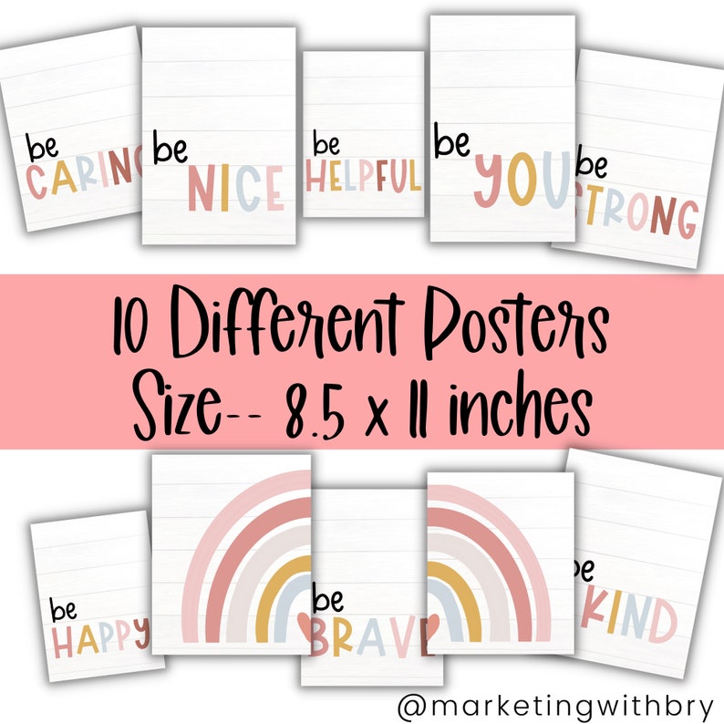 BULLETIN BOARD KITS Neutral Boho Be Posters Classroom - Etsy