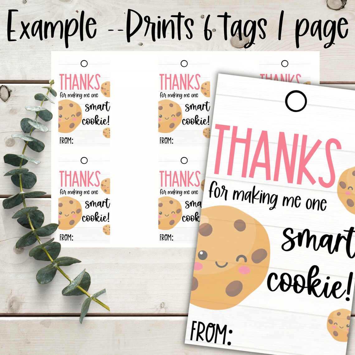 TEACHER GIFT TAGS Thanks for Making Me One Smart Cookie - Etsy