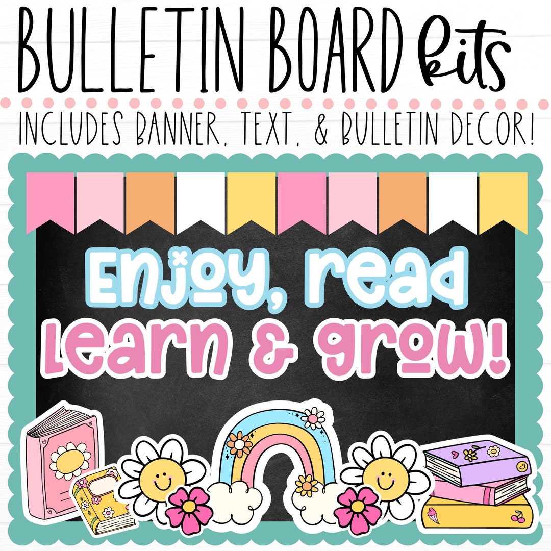 BULLETIN BOARD KIT- Enjoy Read Learn Grow | Library Decor | Reading ...