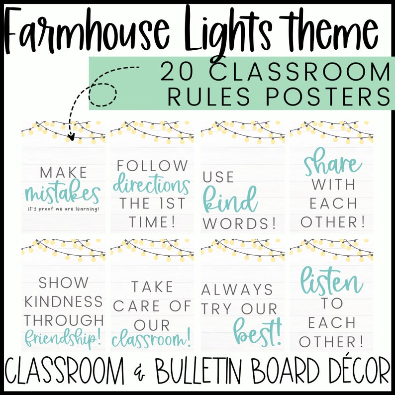 CLASSROOM DECOR - Classroom Rules & Expectations | FARMHOUSE Lights ...