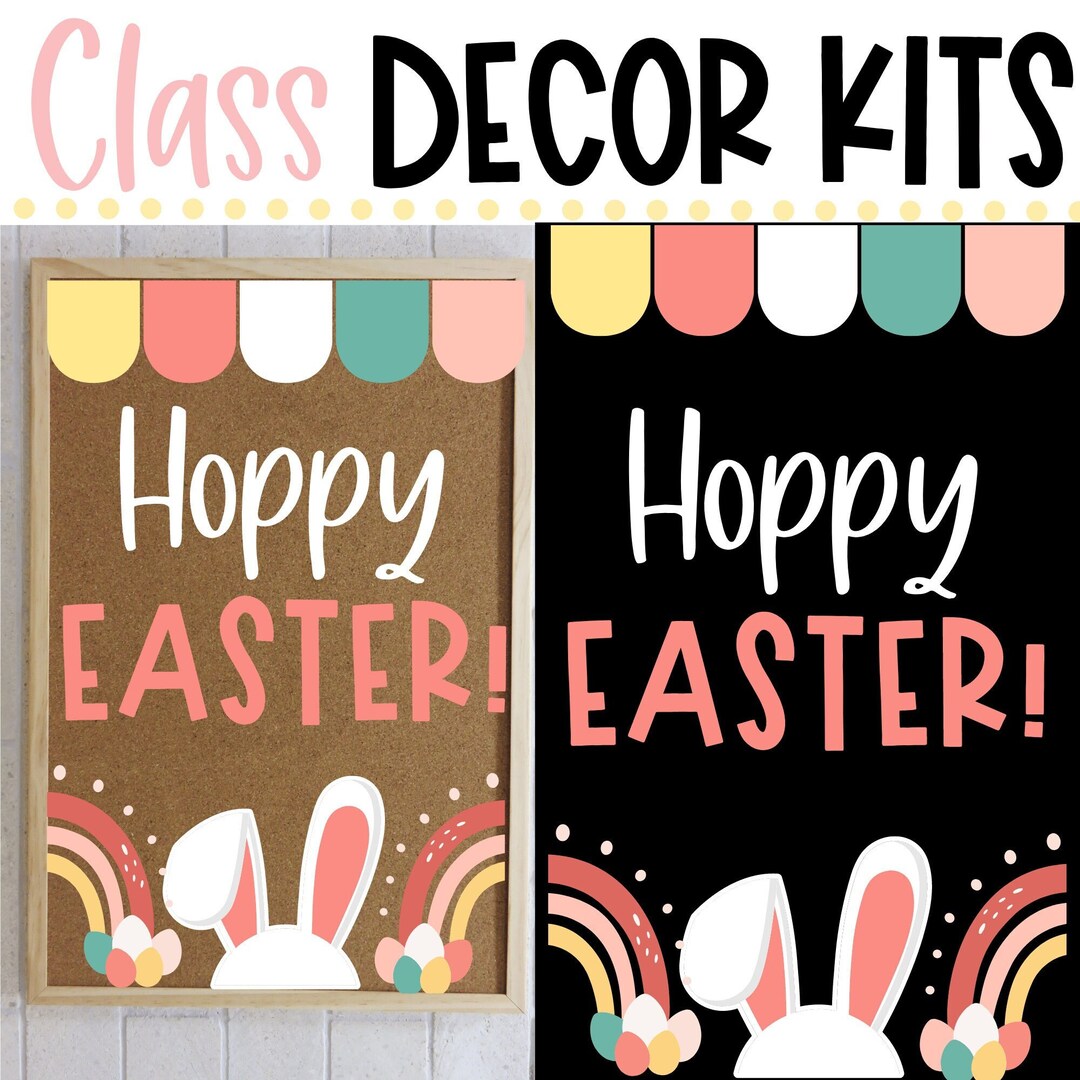 CLASS DECOR KIT Easter Hoppy Easter Classroom Door Décor Bulletin Board ...