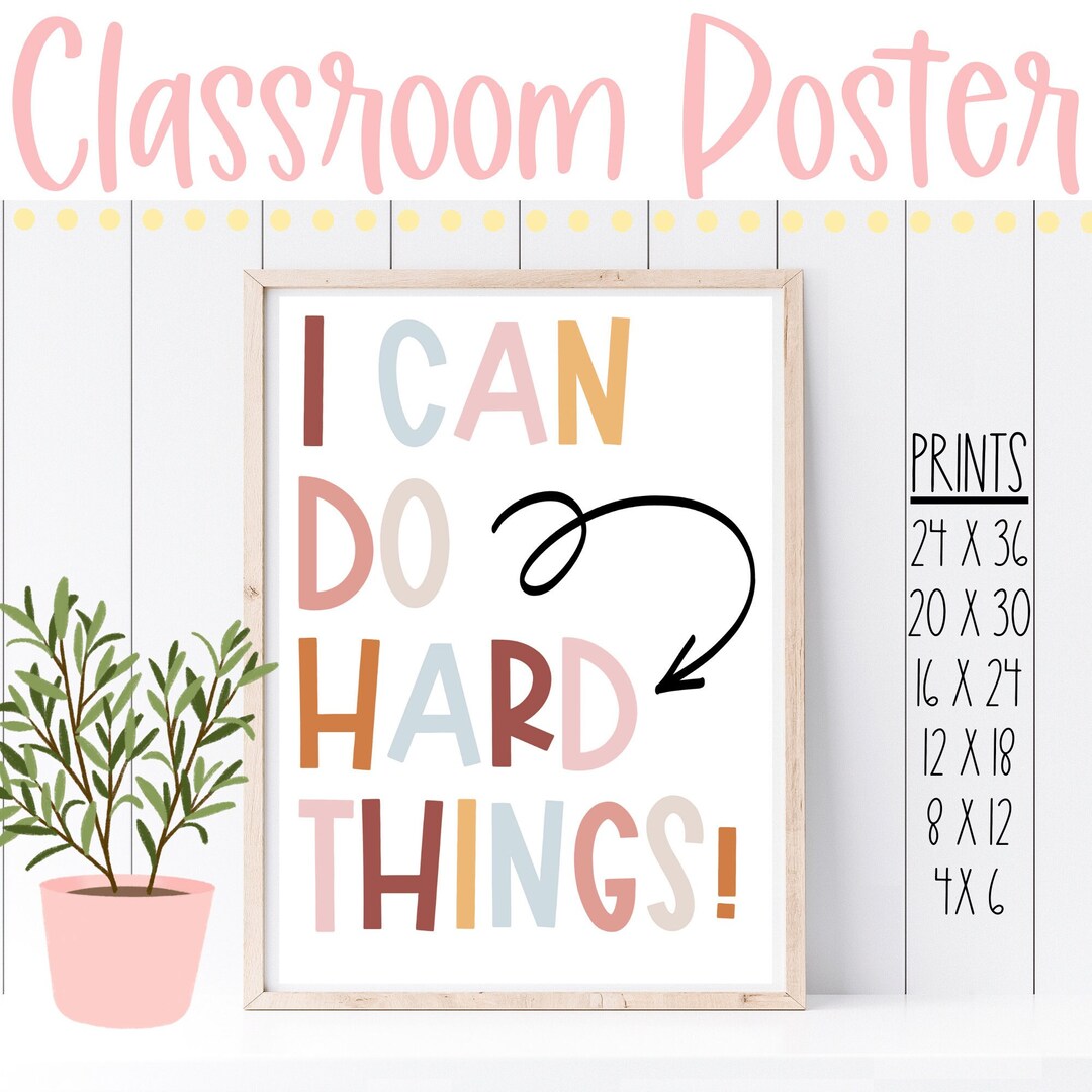 Classroom Poster I Can Do Hard Things Positive Affirmations Class Décor ...