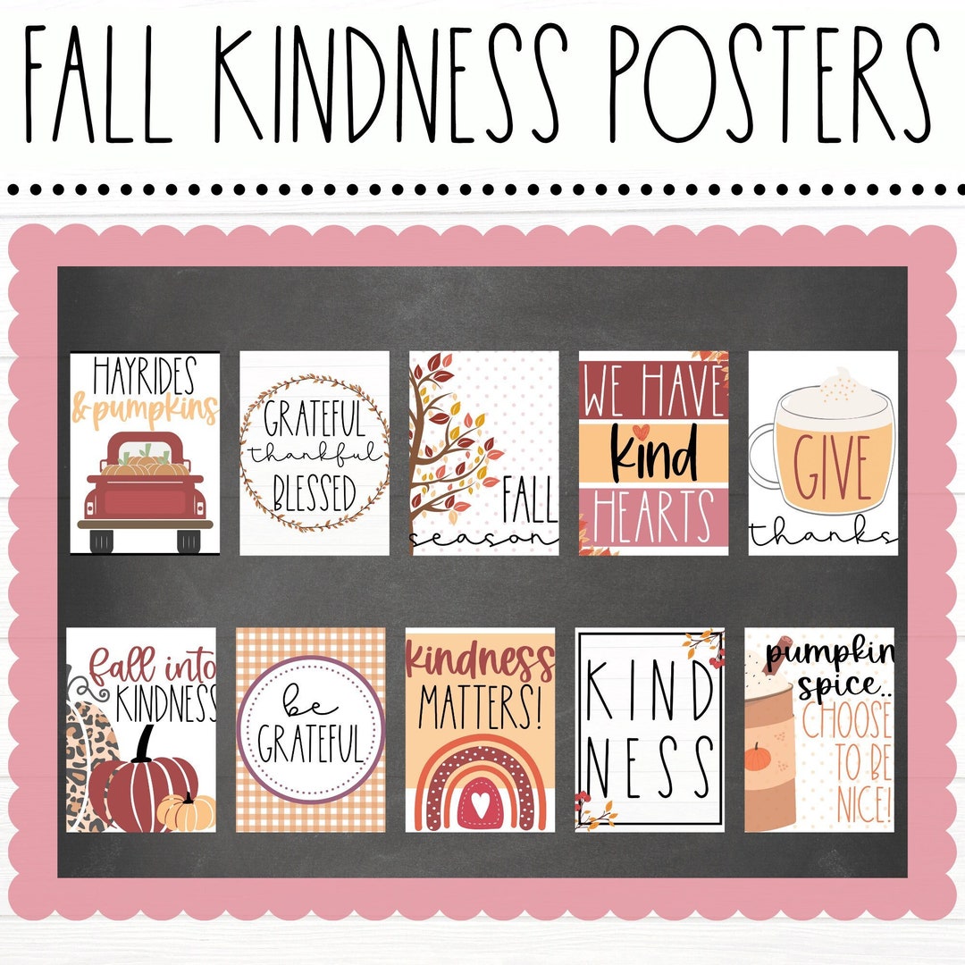 BULLETIN BOARD KITS - Fall Autumn Kindness Classroom Posters ...