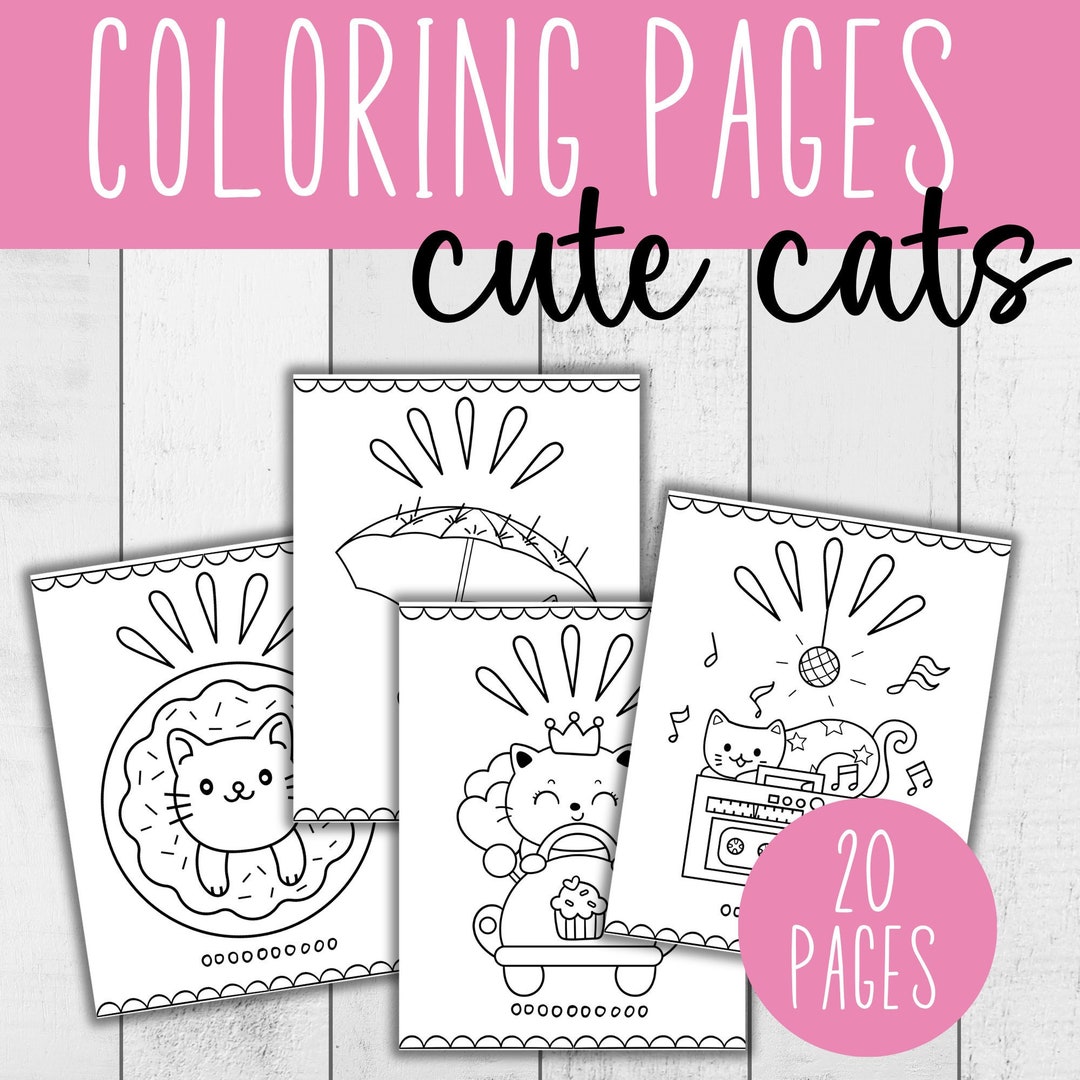 Coloring Pages Kit - Cute Cats | 22 Printable Cat Coloring Pages for ...