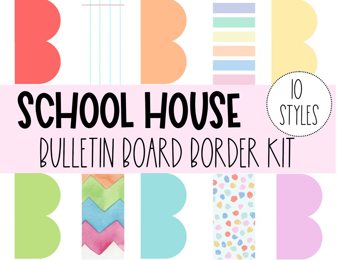BULLETIN BOARD BORDERS - School House Collection | Class Bulletin Décor ...