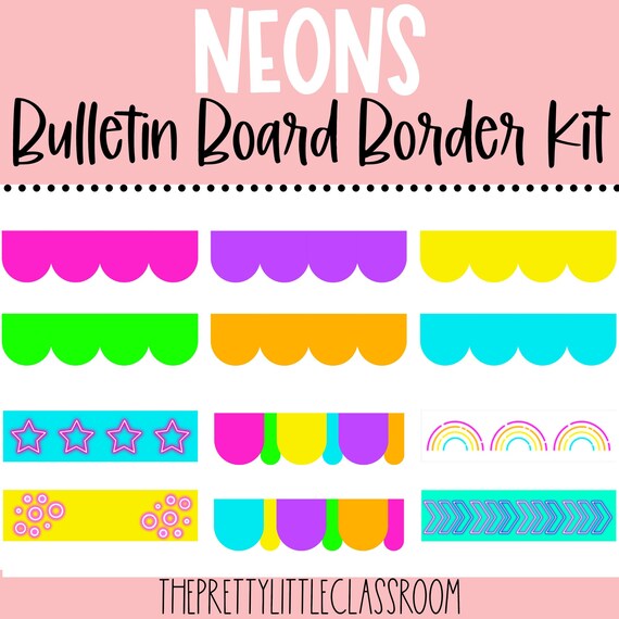 BULLETIN BOARD BORDERS Neons Collection Classroom Bulletin - Etsy