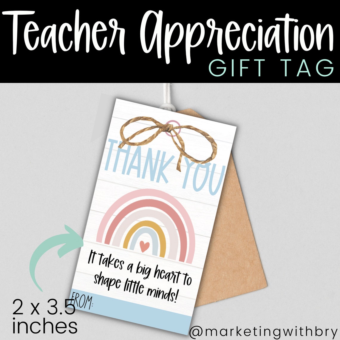 TEACHER GIFT TAGS It Takes a Big Heart to Shape Little Minds - Etsy