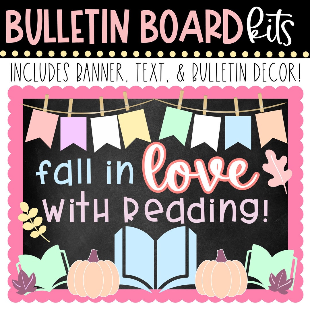 BULLETIN BOARD KIT- Fall in Love With Reading | Fall Autumn Season ...