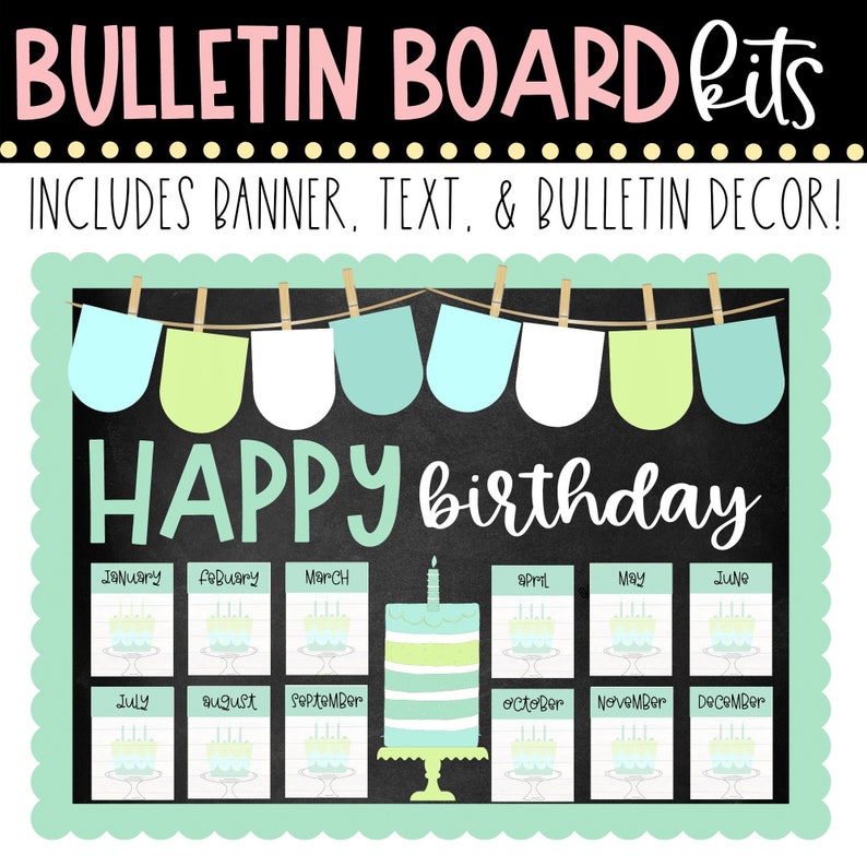 BULLETIN BOARD KIT Happy Birthday Display Classroom - Etsy