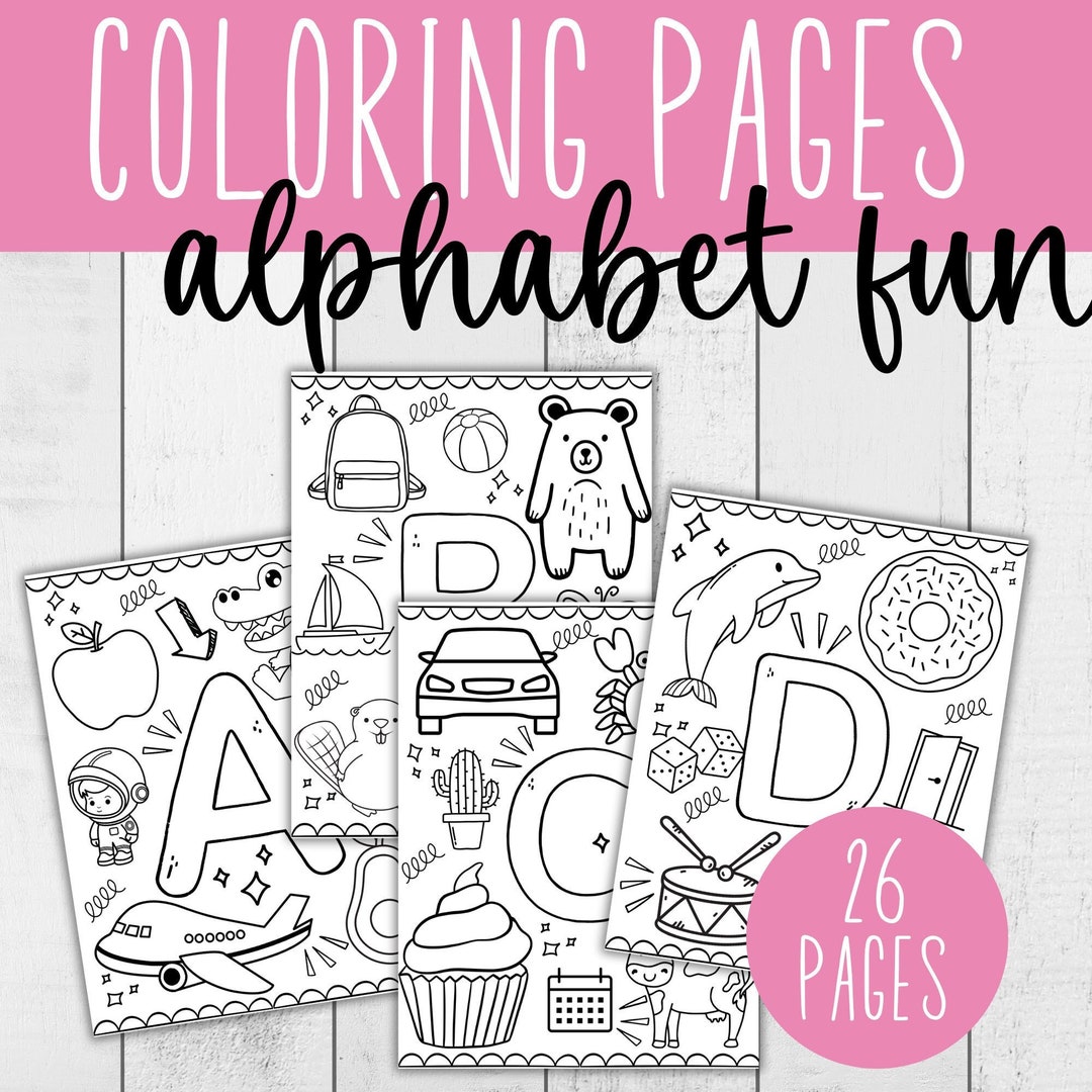 Coloring Pages Kit - Alphabet Fun | 26 A-Z Printable Coloring Pages for ...