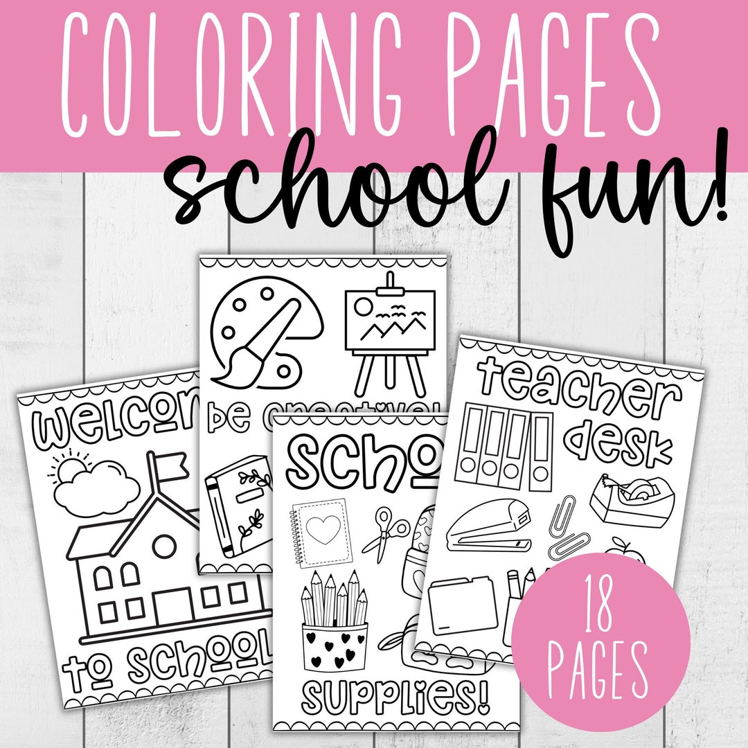 Coloring Pages Kit - School Fun | 18 Printable School Coloring Pages ...