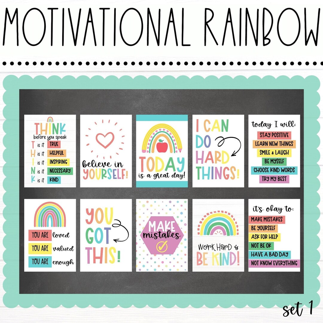 BULLETIN BOARD KITS - Motivational Rainbow Posters | Classroom Décor ...