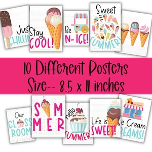 BULLETIN BOARD KITS - Ice Cream Summer Posters | Classroom Décor | Ice ...