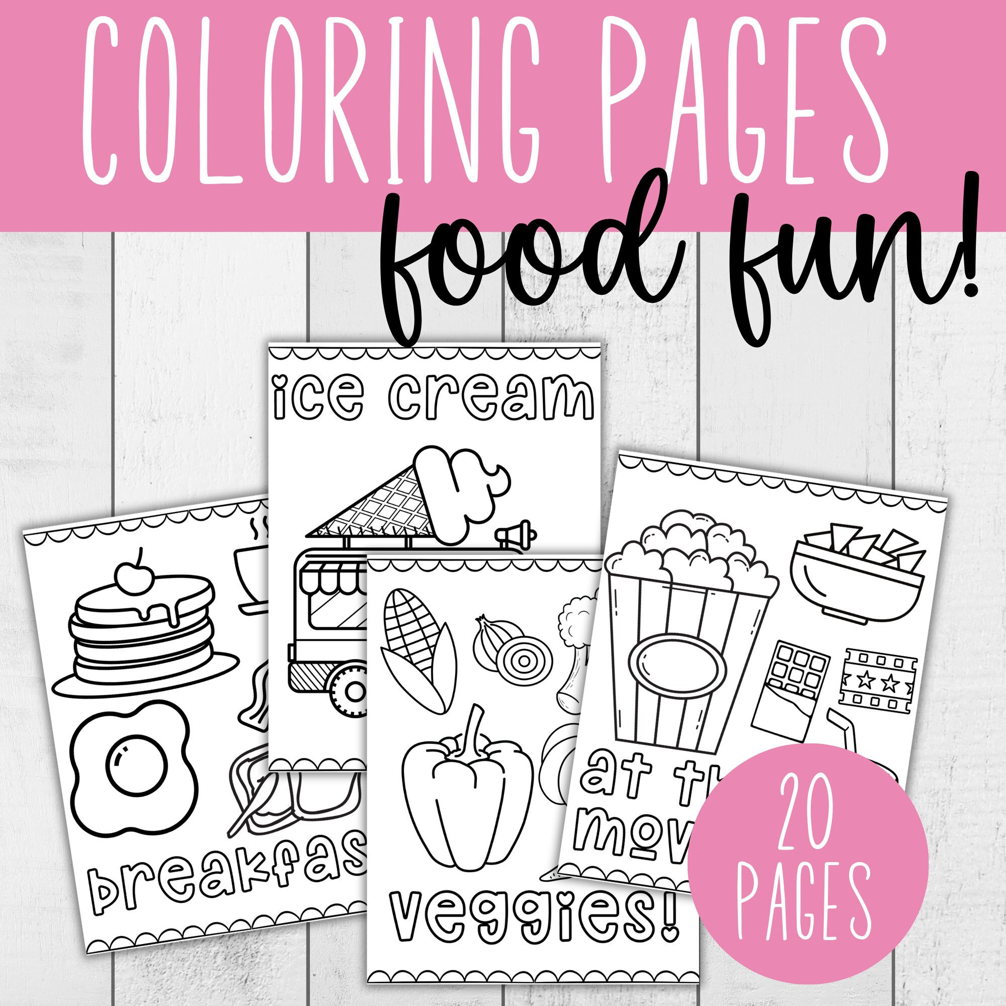 Coloring Pages Kit - Food Fun | 20 Printable Food Coloring Pages for ...