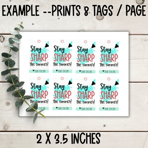 STUDENT GIFT TAGS - Stay Sharp This Summer | End of Year Gift ...