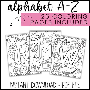 Coloring Pages Kit - Alphabet Fun | 26 A-Z Printable Coloring Pages for ...